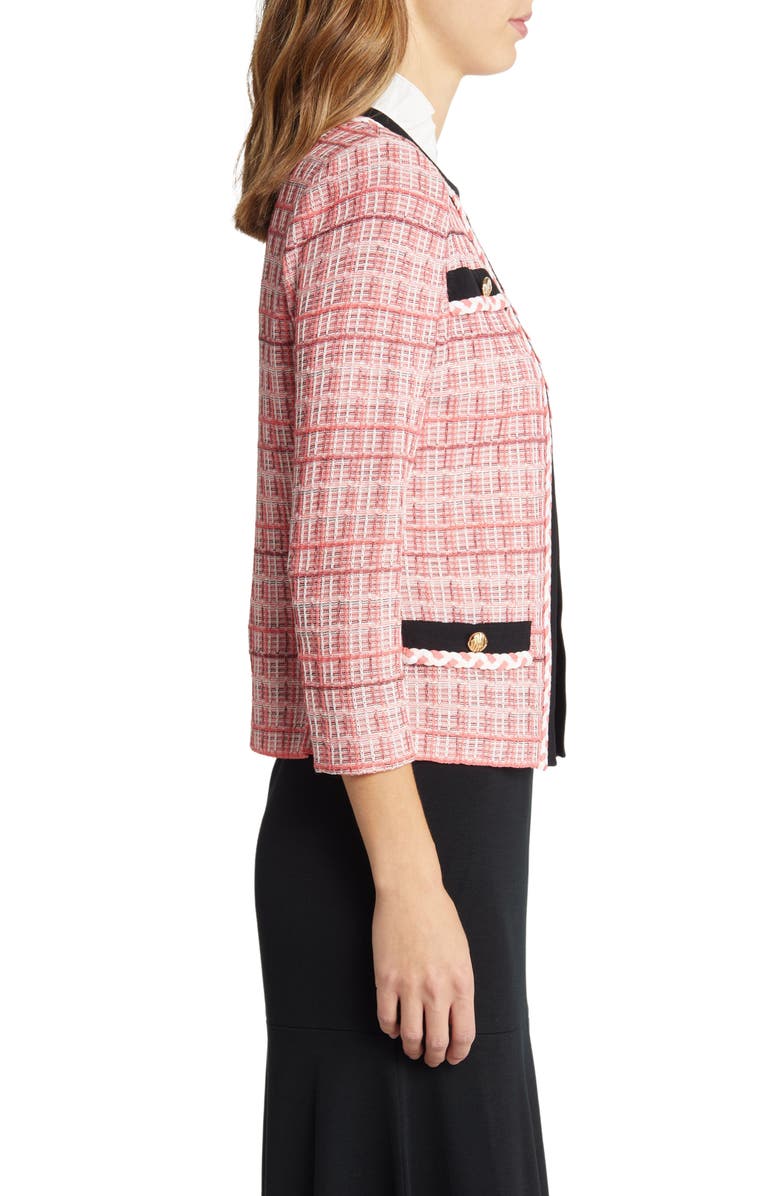 Ming Wang Braid Trim Jacquard Sweater Jacket | Nordstrom