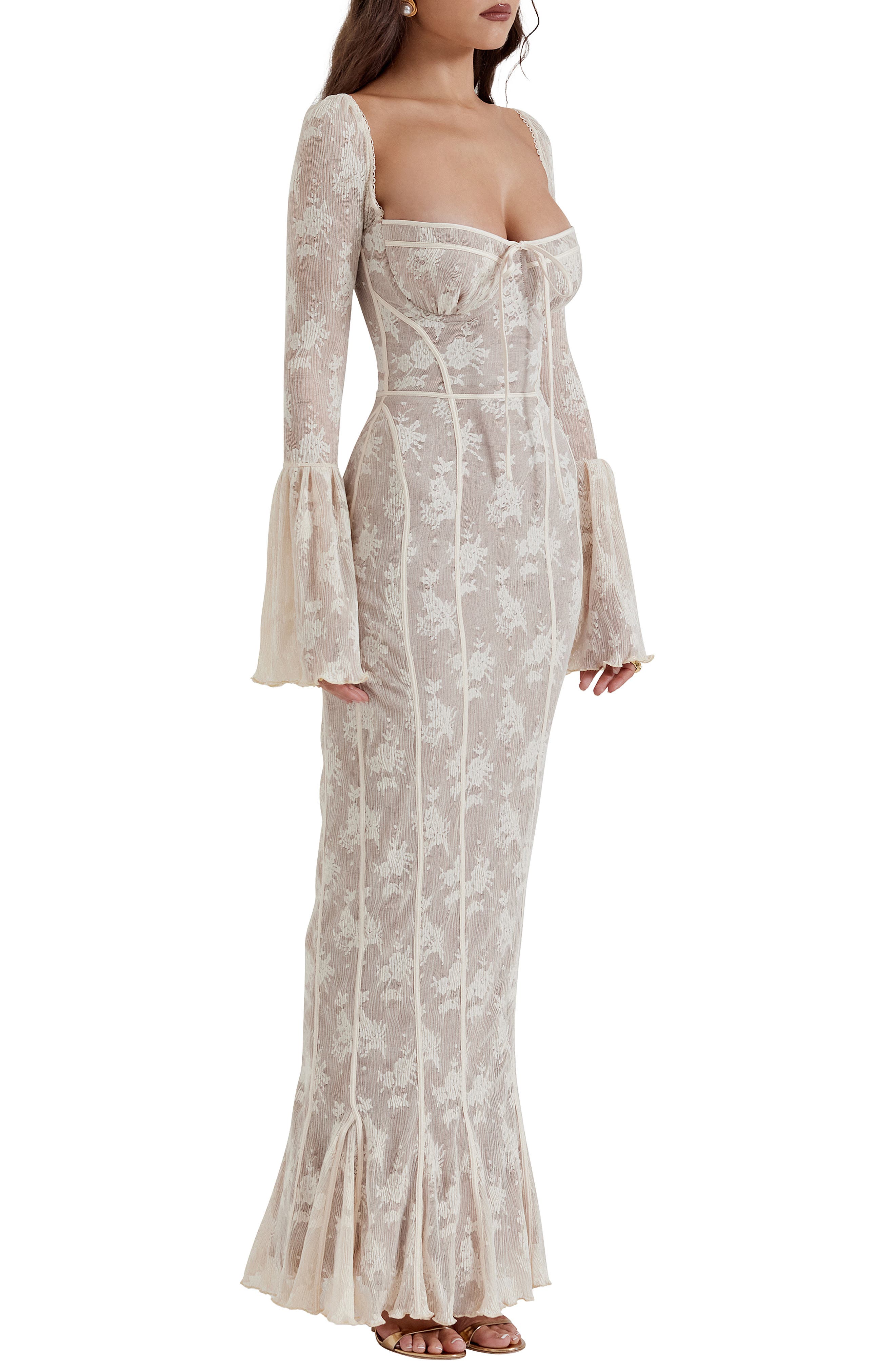 HOUSE OF CB Delilah Floral Long Sleeve Lace Maxi Dress | Nordstrom