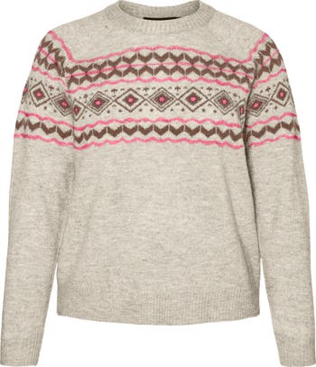 VERO MODA CURVE Fifi Fair Isle Crewneck Sweater | Nordstromrack
