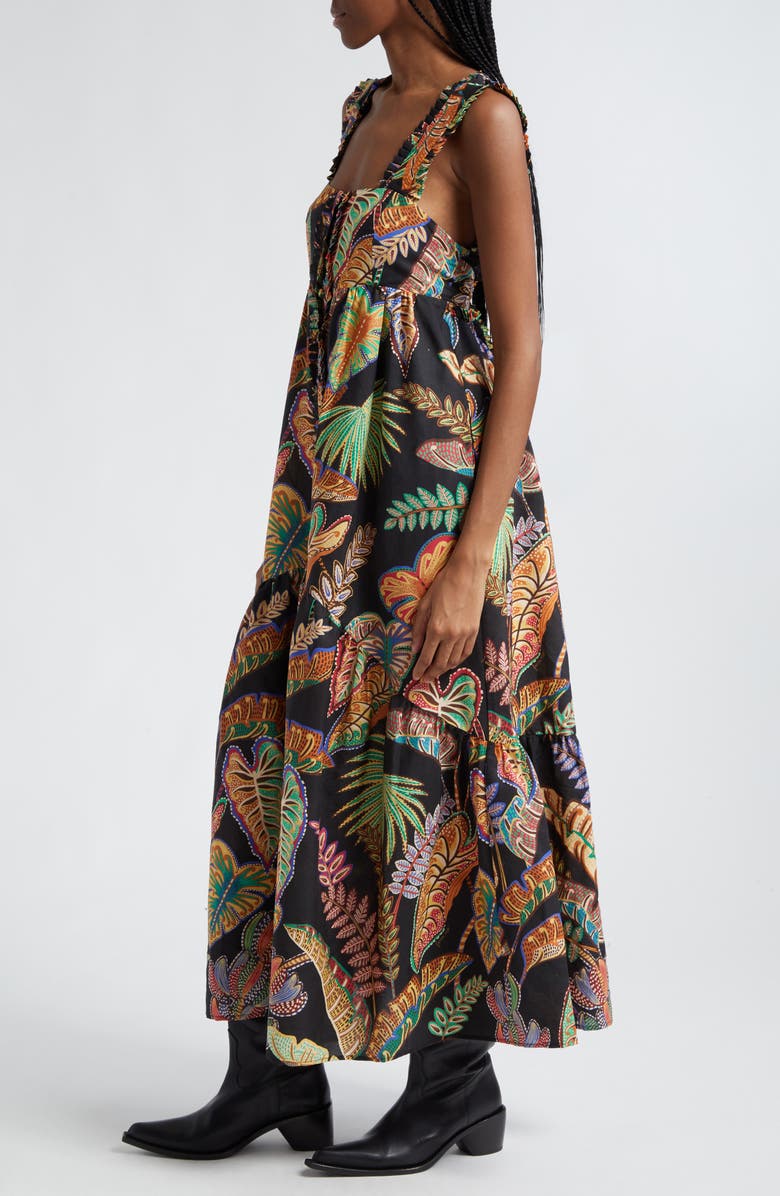 FARM Rio Cool Foliage Button Front Tie Back Maxi Dress | Nordstromrack