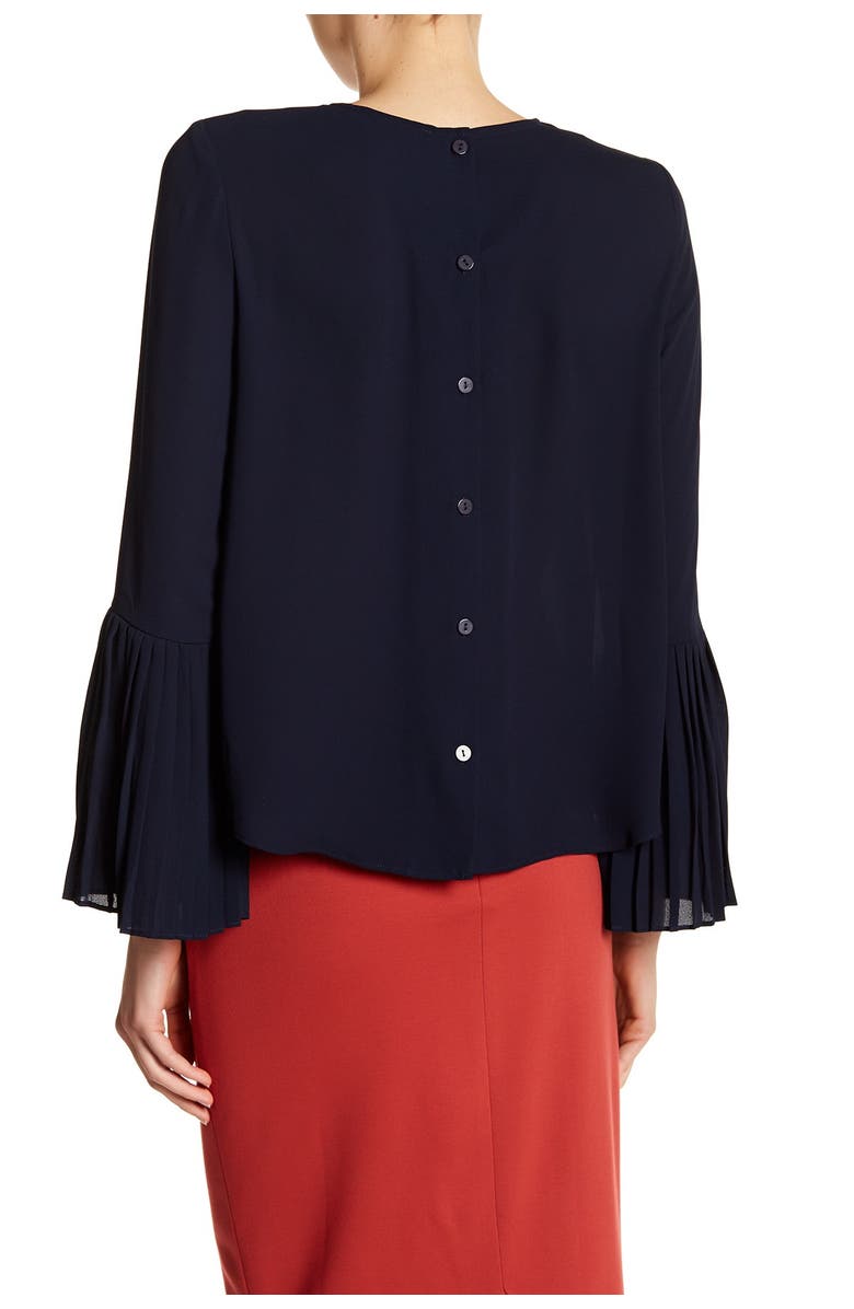 Catherine Catherine Malandrino Pleat Bell Sleeve Back Button Blouse ...