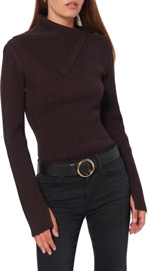Equipment Rowanne Folded Neck Wool Blend Rib Sweater | Nordstromrack