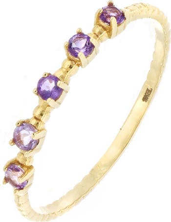 Bony Levy 18K Yellow Gold 5 Amethyst Stack Ring | Nordstromrack