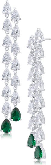 CZ by Kenneth Jay Lane Pear Cut Cubic Zirconia Linear Drop Earrings ...