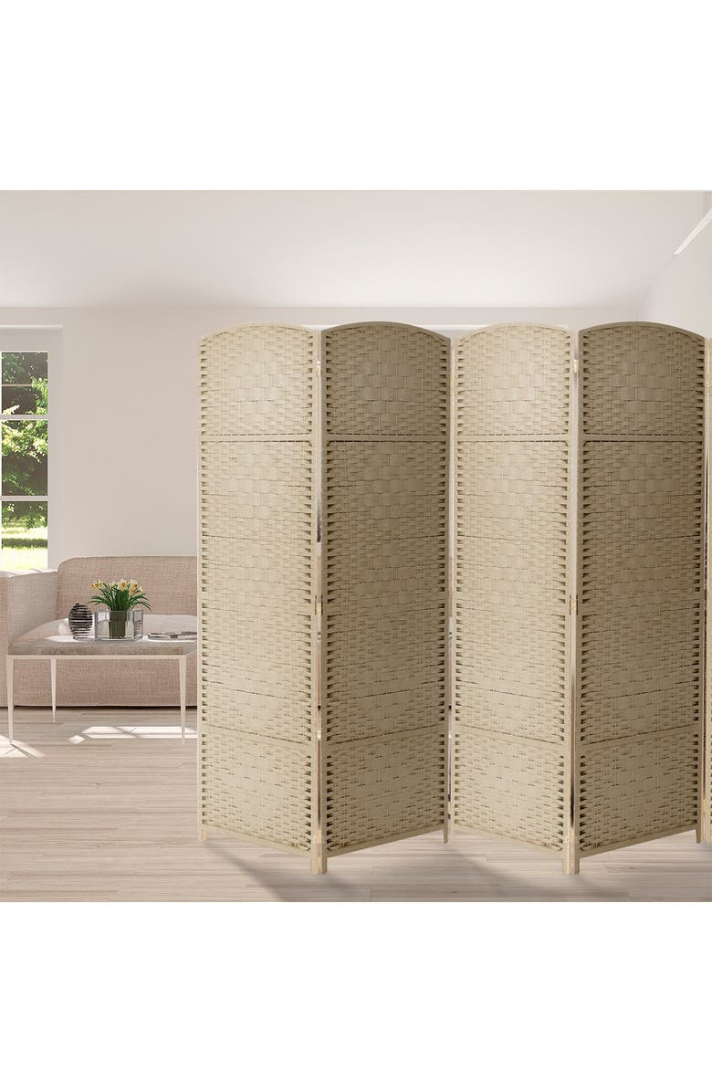 SORBUS Beige Extra Wide Diamond Weave Fiber Room 8-Panel Divider ...