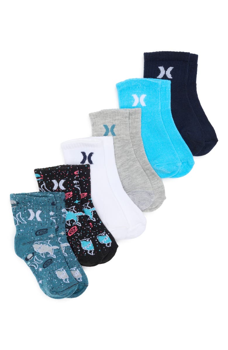 Hurley 6-Pack Assorted Shark Quarter Length Socks | Nordstromrack
