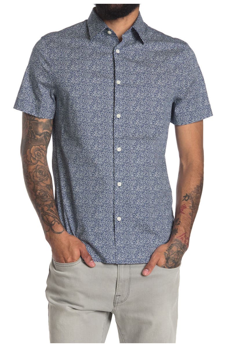 Perry Ellis Short Sleeve Squiggle Print Stretch Slim Fit Shirt ...