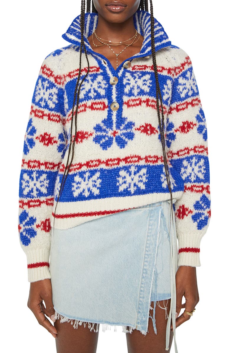 MOTHER The Buttoned Fair Isle Alpaca Blend Sweater | Nordstromrack