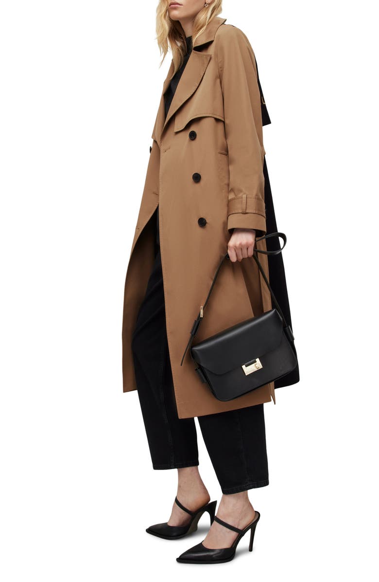AllSaints Mixie Tie Waist Double Breasted Trench Coat | Nordstromrack