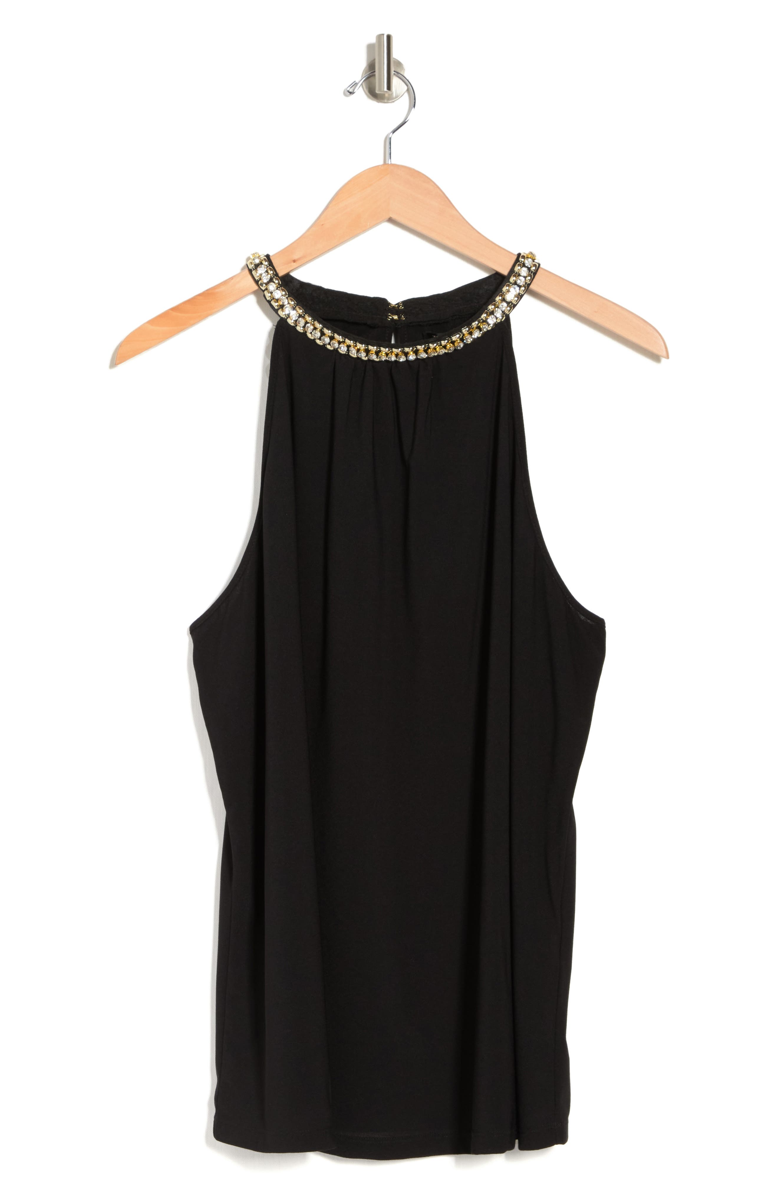 BY DESIGN Rhinestone Trim Mock-Neck Blouse | Nordstromrack