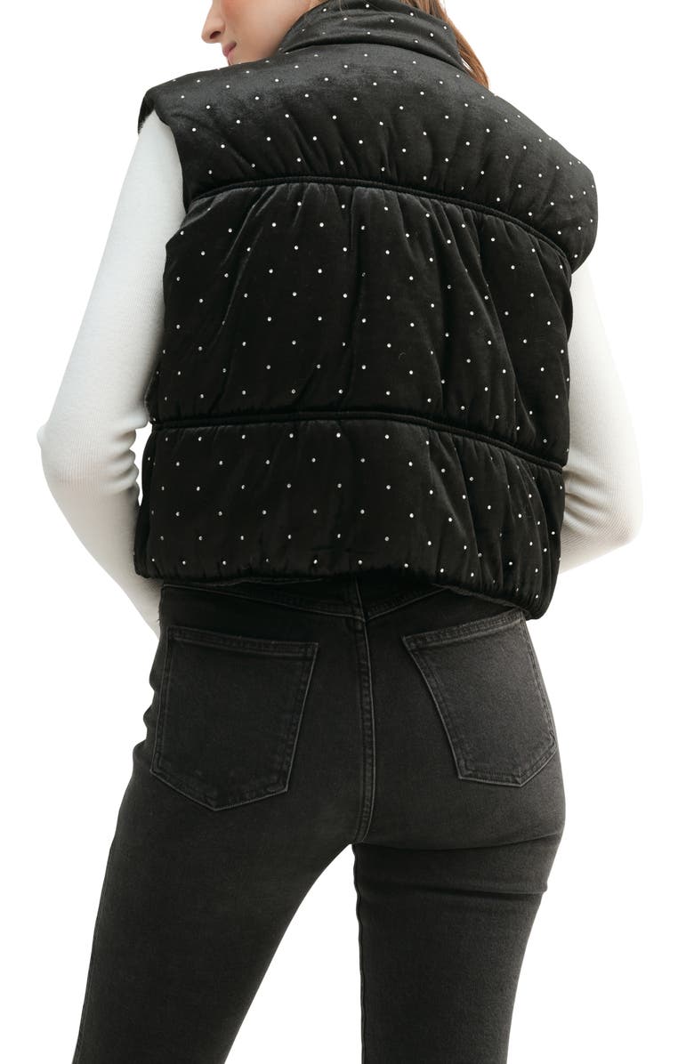 All in Favor Rhinestone Velvet Quilted Puffer Vest | Nordstromrack