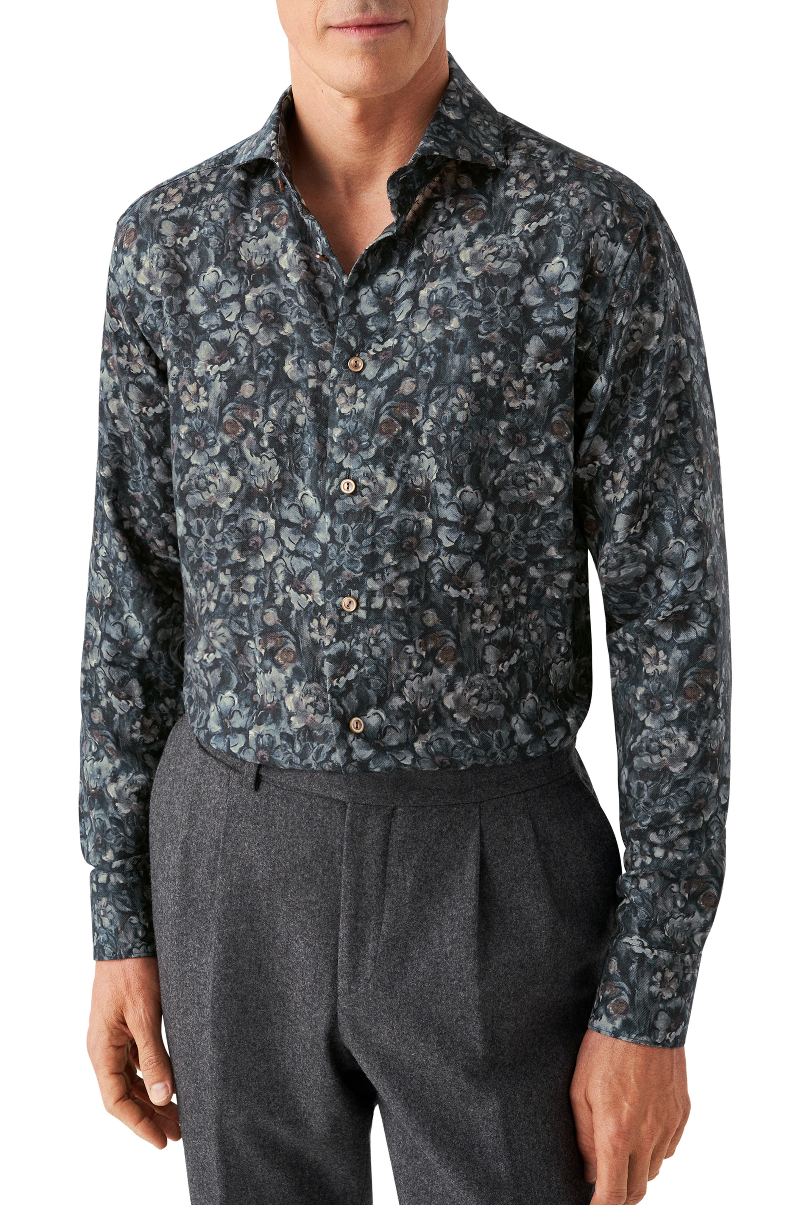 Contemporary Fit Floral Print Merino Wool Dress Shirt (Men) | Nordstromrack