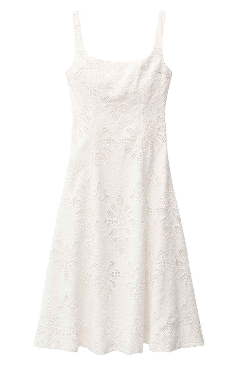 MANGO Floral Embroidered Linen Blend Sundress | Nordstromrack