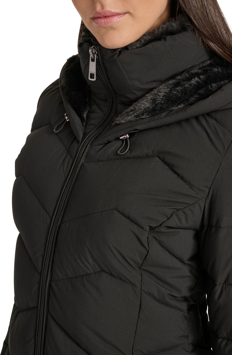 Calvin Klein Matte Stretch Hooded Chevron Quilted Jacket | Nordstromrack