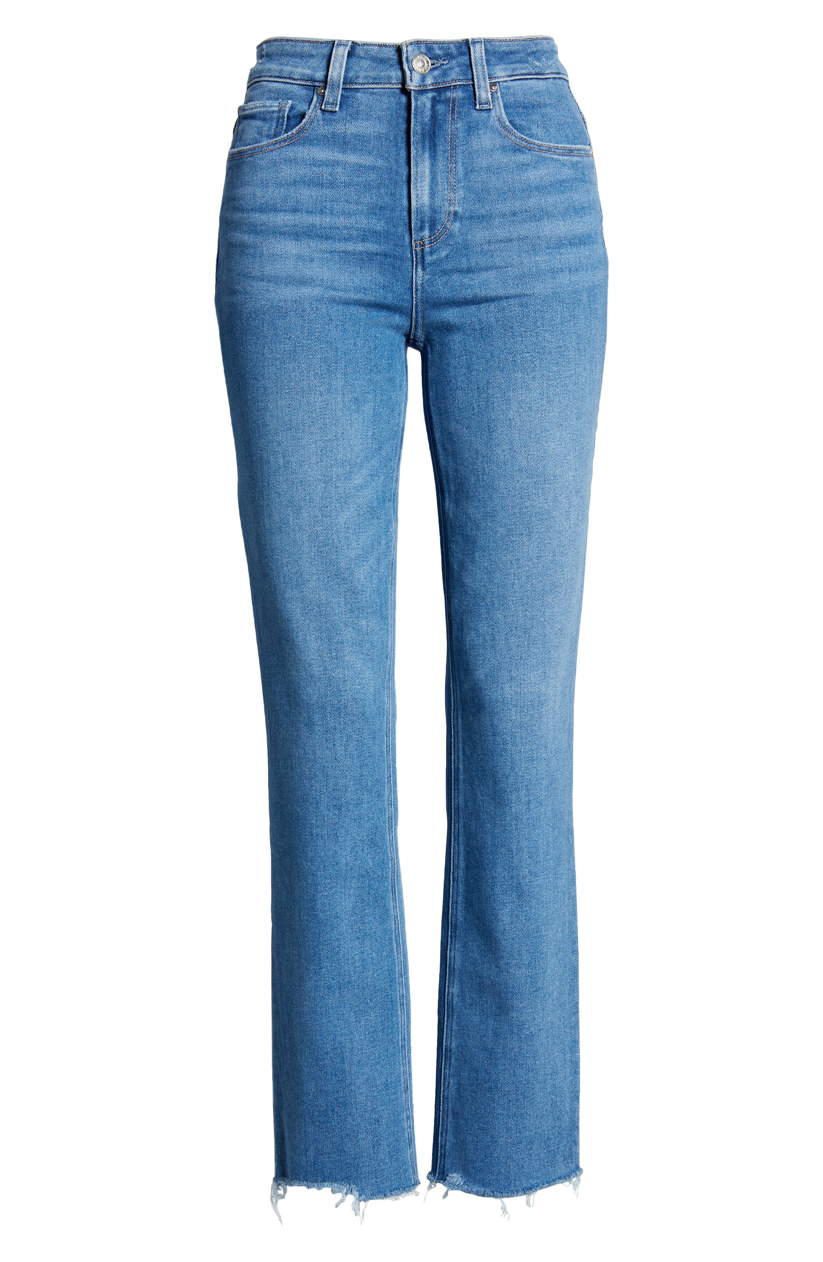 PAIGE Cindy High Waist Stringy Raw Hem Ankle Straight Leg Jeans ...