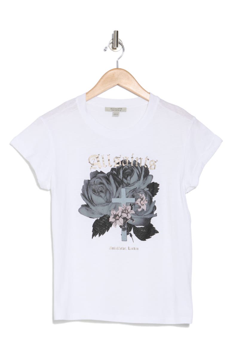 AllSaints Mono Rose Anna Cotton Graphic T-Shirt | Nordstromrack