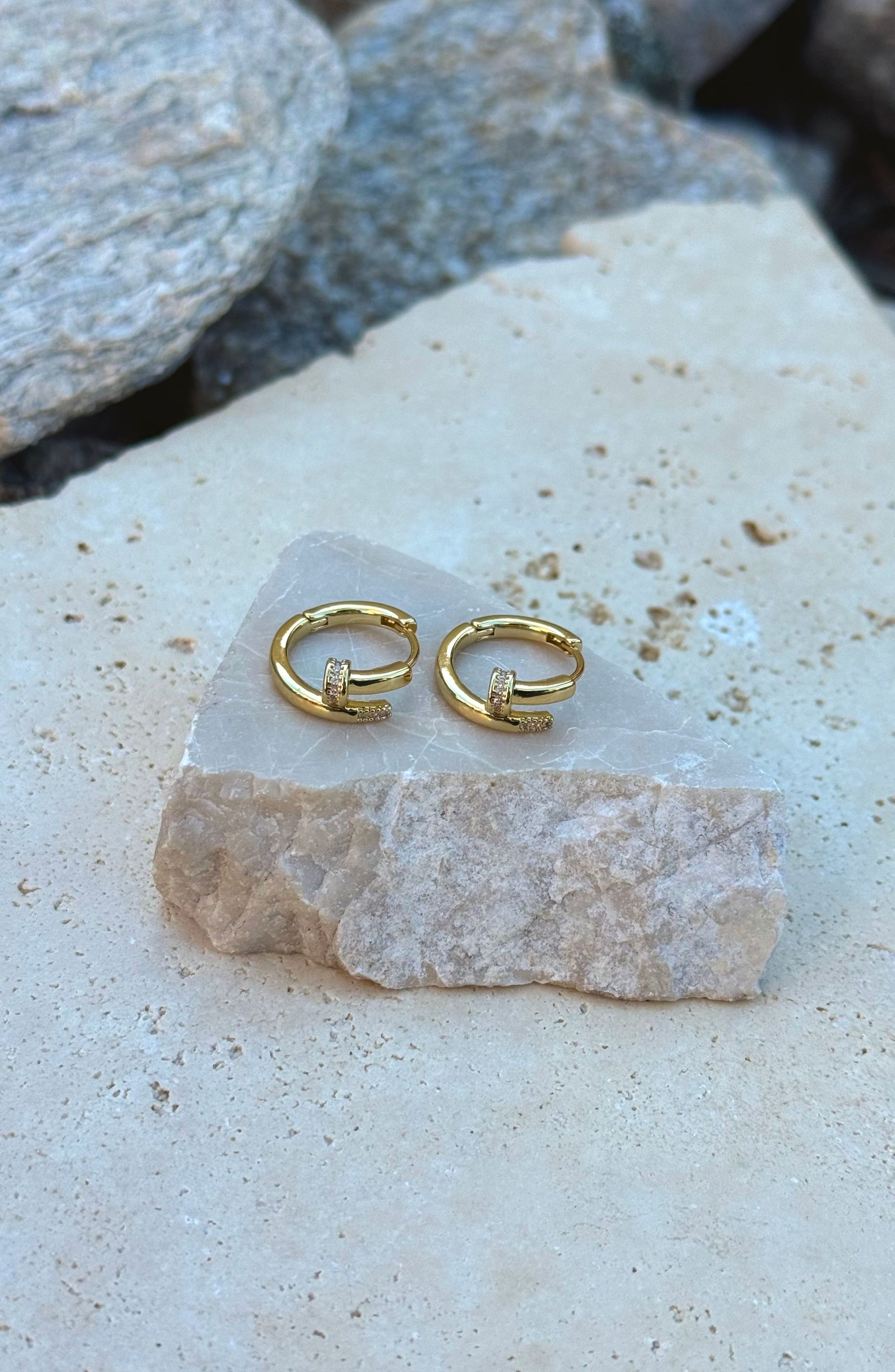 Adornia Cubic Zirconia Nail Huggie Hoop Earrings | Nordstromrack