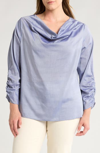 HARSHMAN Dania Ruched Draped Neck Top | Nordstrom