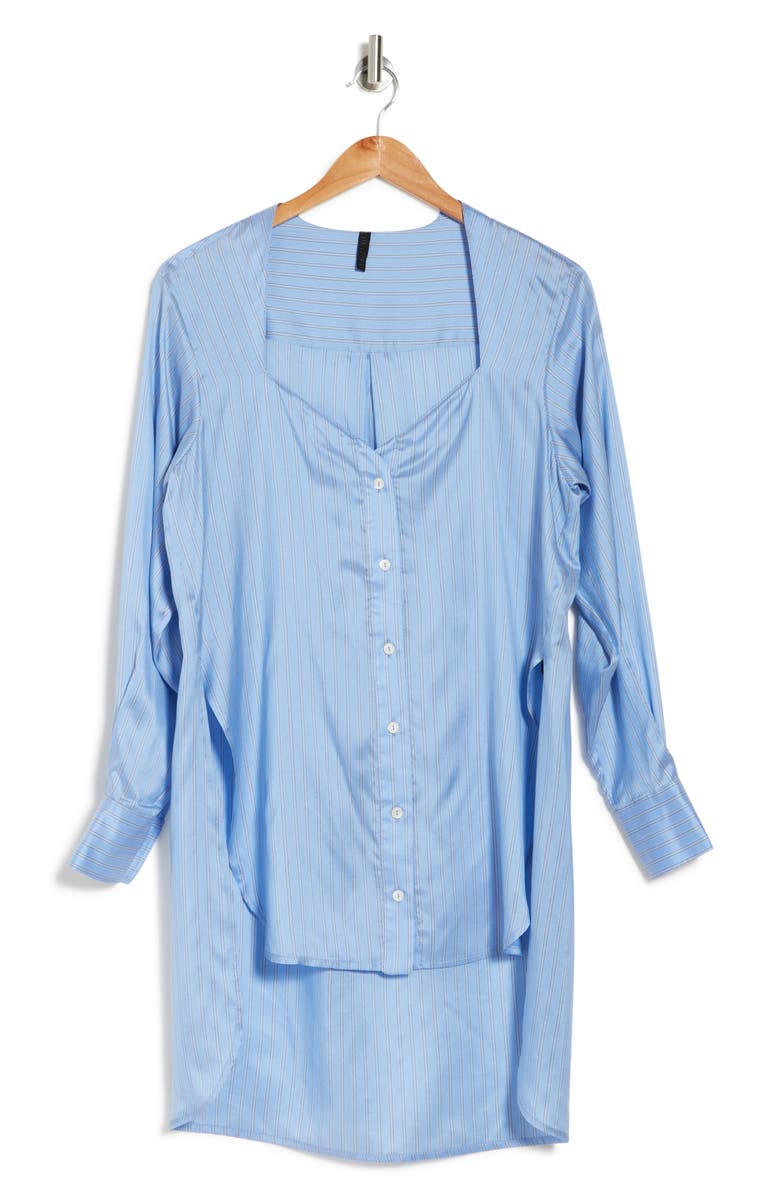 UNRAVEL PROJECT Striped Satin High/Low Hem Blouse | Nordstromrack