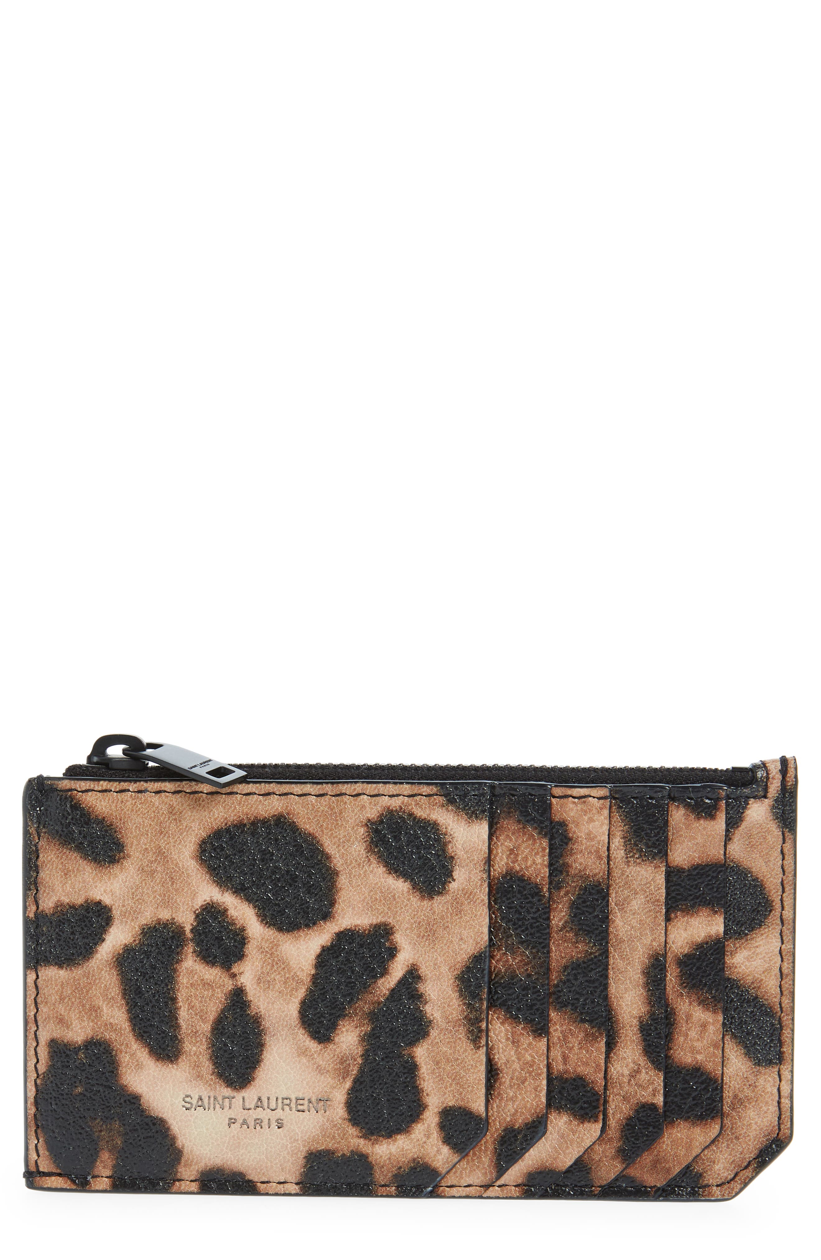 Saint Laurent Leopard Print Leather Zip Wallet | Nordstromrack