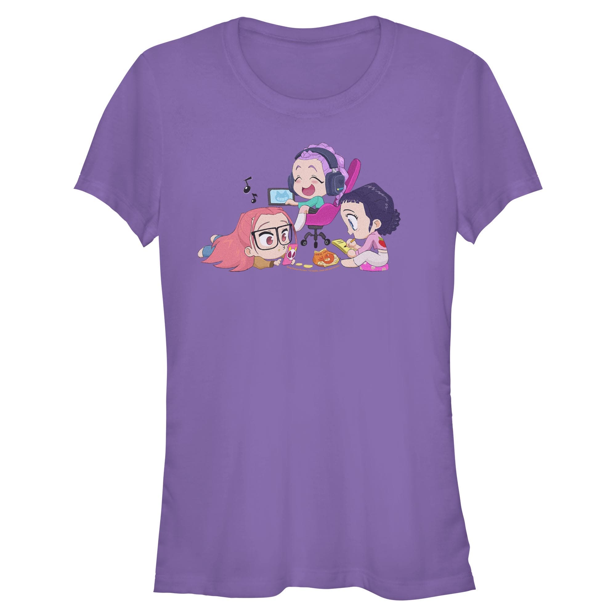 Junior's KPop Demon Hunters Chibi Girls Playing Graphic T-Shirt (Women ...