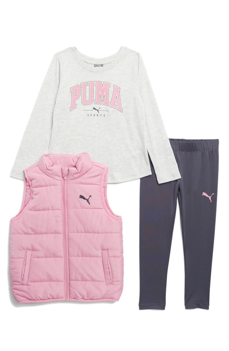 PUMA Kids' 3-Piece Long Sleeve Top, Vest, & Leggings Set | Nordstromrack