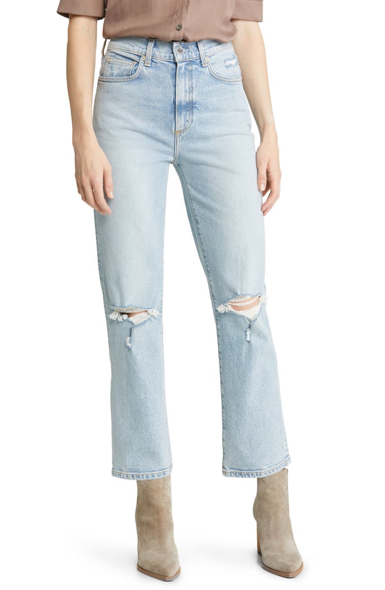 LE JEAN Sabine Ripped High Waist Ankle Straight Leg Jeans | Nordstromrack