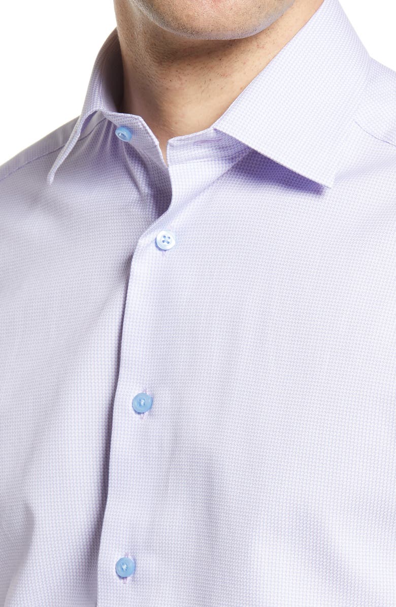 David Donahue Trim Fit Mini Houndstooth Dress Shirt | Nordstrom