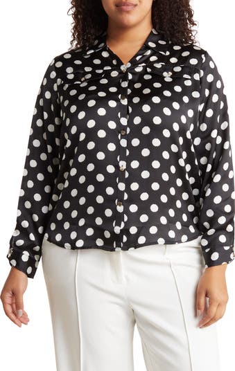Belldini Polka Dot Collar Button-Down Blouse | Nordstromrack