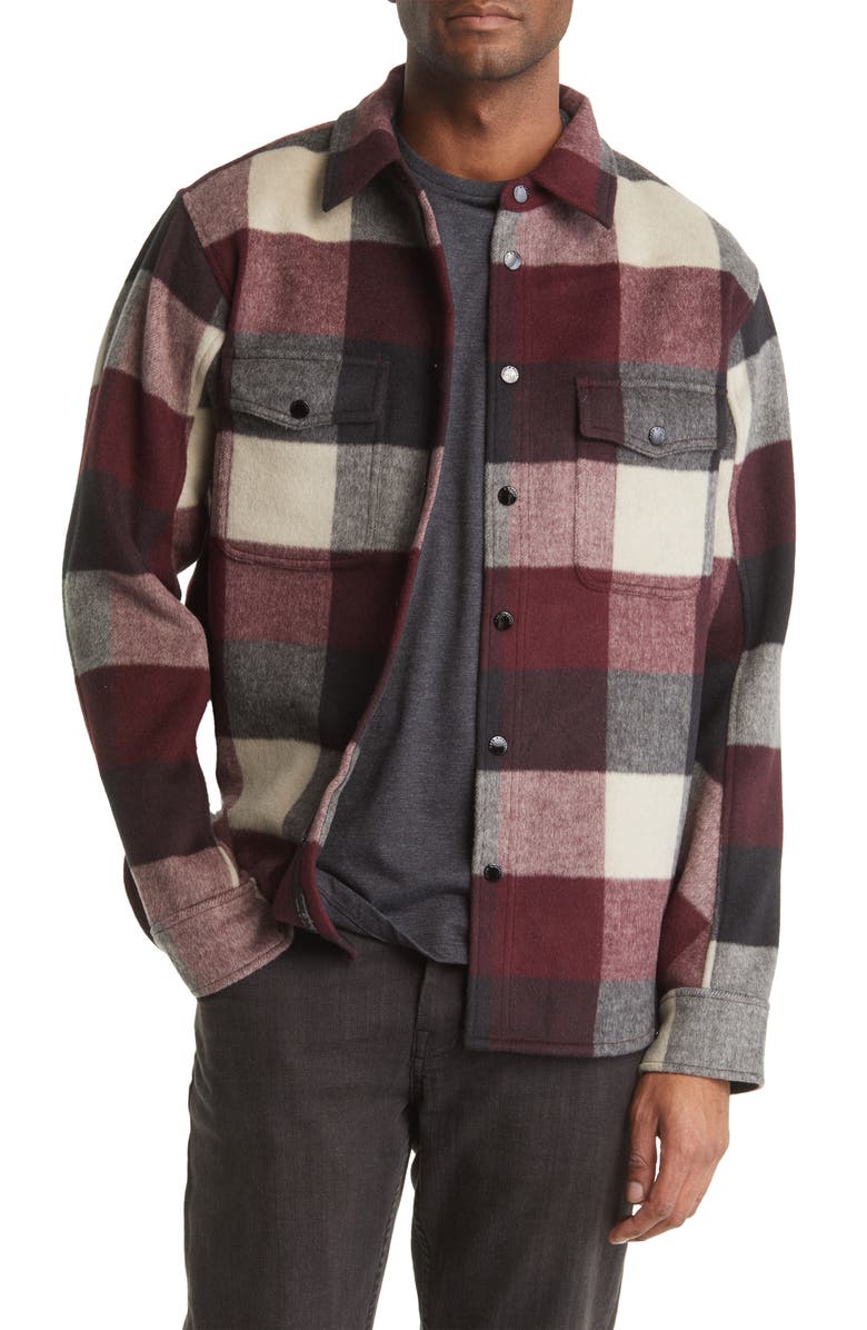 rag & bone Jack Buffalo Check Wool Blend Snap-Up Shirt | Nordstromrack