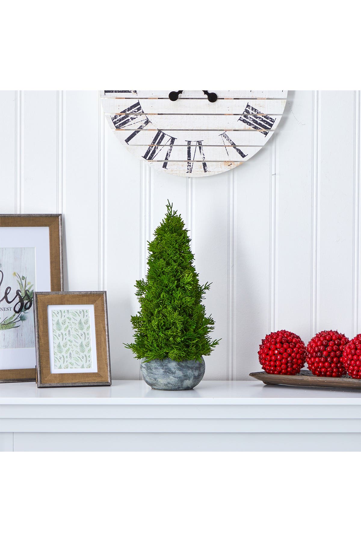 NEARLY NATURAL 18in. Cypress Cone Artificial Tree in Decorative Planter ...