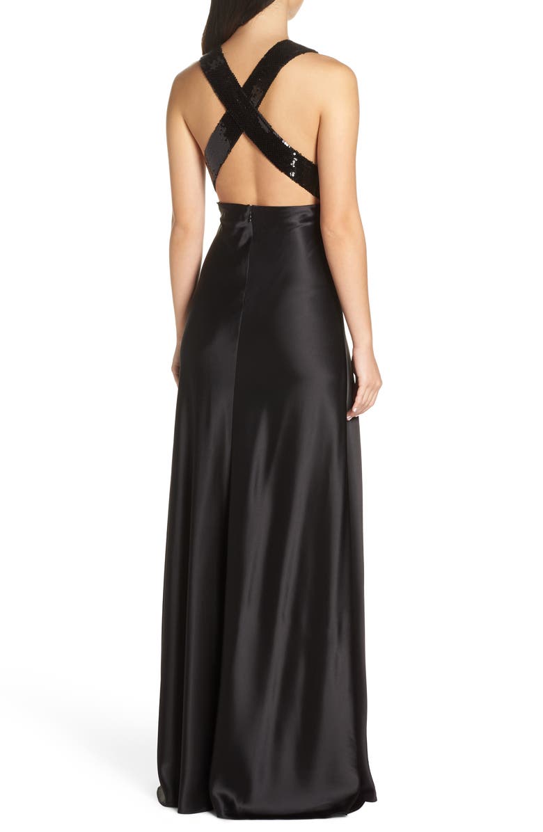 Jill Jill Stuart Sanna Strappy Sequin & Satin Gown | Nordstrom