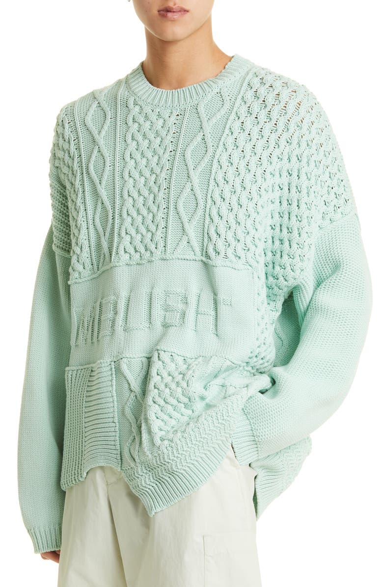 Ambush Men's Patchwork Logo Cable Knit Sweater | Nordstromrack