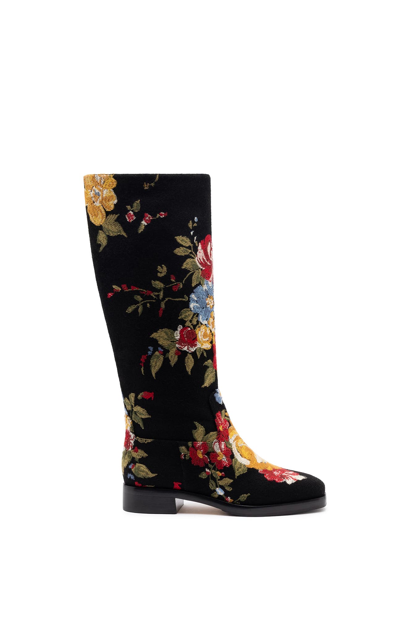 Larroudé x Markarian Flat Boot In Wool and Floral Embroidery | Nordstrom