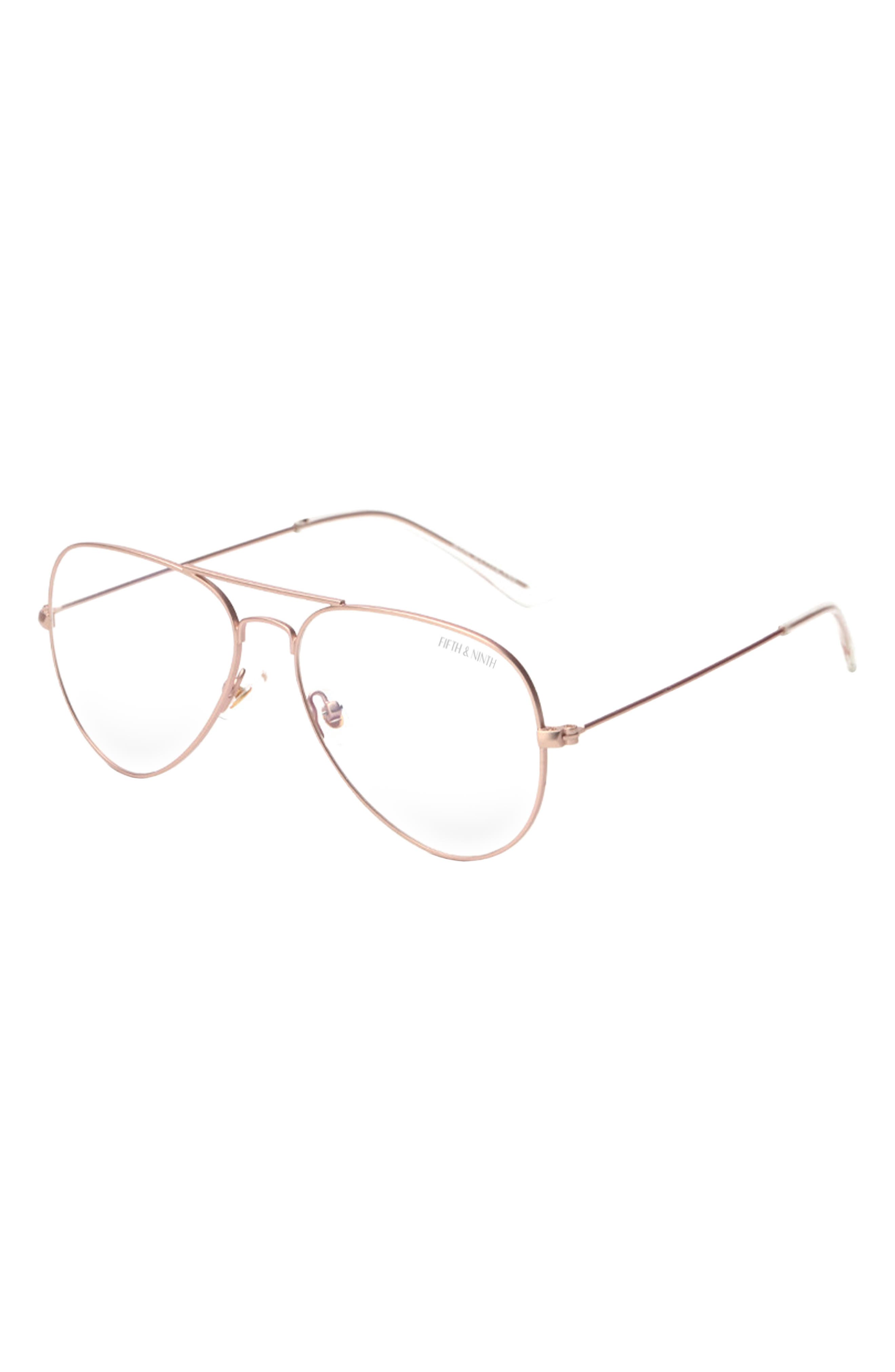 Fifth & Ninth Charlie 53mm Aviator Blue Light Blocking Glasses | Nordstrom