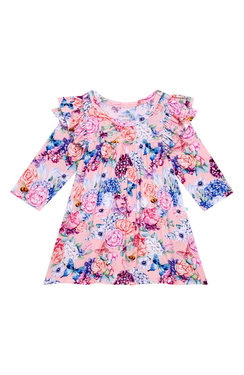 Posh Peanut Lyric Floral Ruffle Three Quarter Sleeve Dress & Bloomers ...