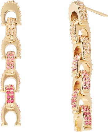 COACH Pavé C-Link Chain Drop Earrings | Nordstrom