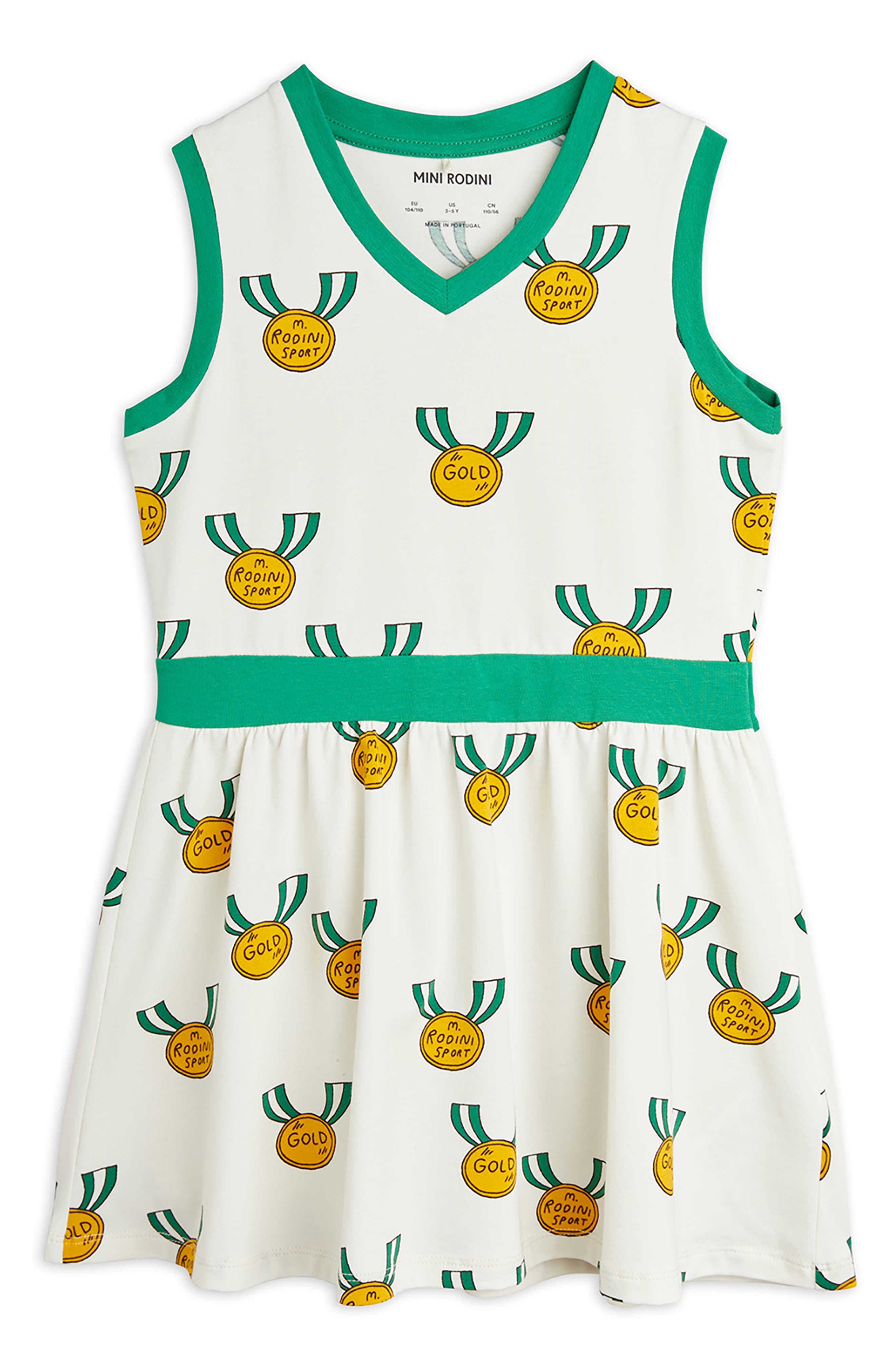 Mini Rodini Kids' Medals Print Organic Cotton Sleeveless Dress ...