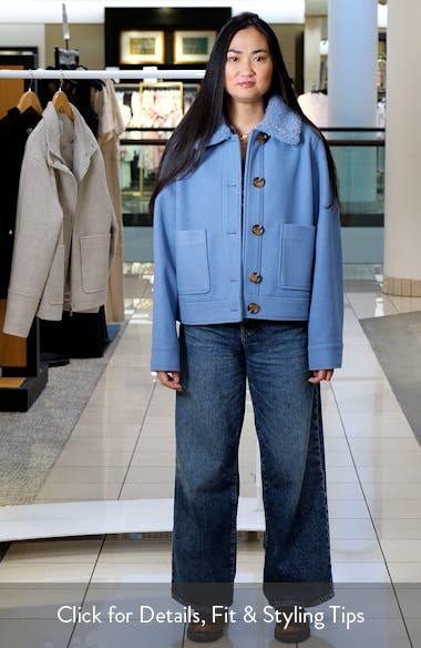 Sam Edelman Crop Jacket with Faux Shearling Collar | Nordstromrack