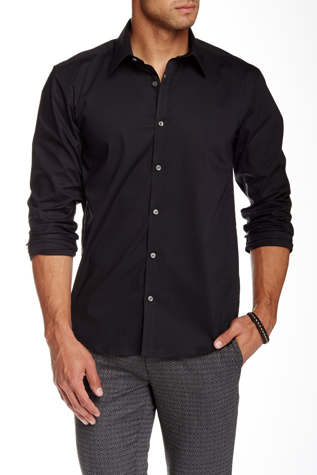 LINDBERGH Slim Fit Solid Long Sleeve Button-Up Shirt | Nordstromrack