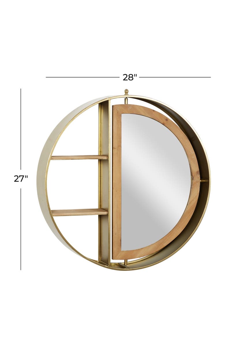 GINGER BIRCH STUDIO Goldtone Metal Contemporary Wall Shelf with Half ...