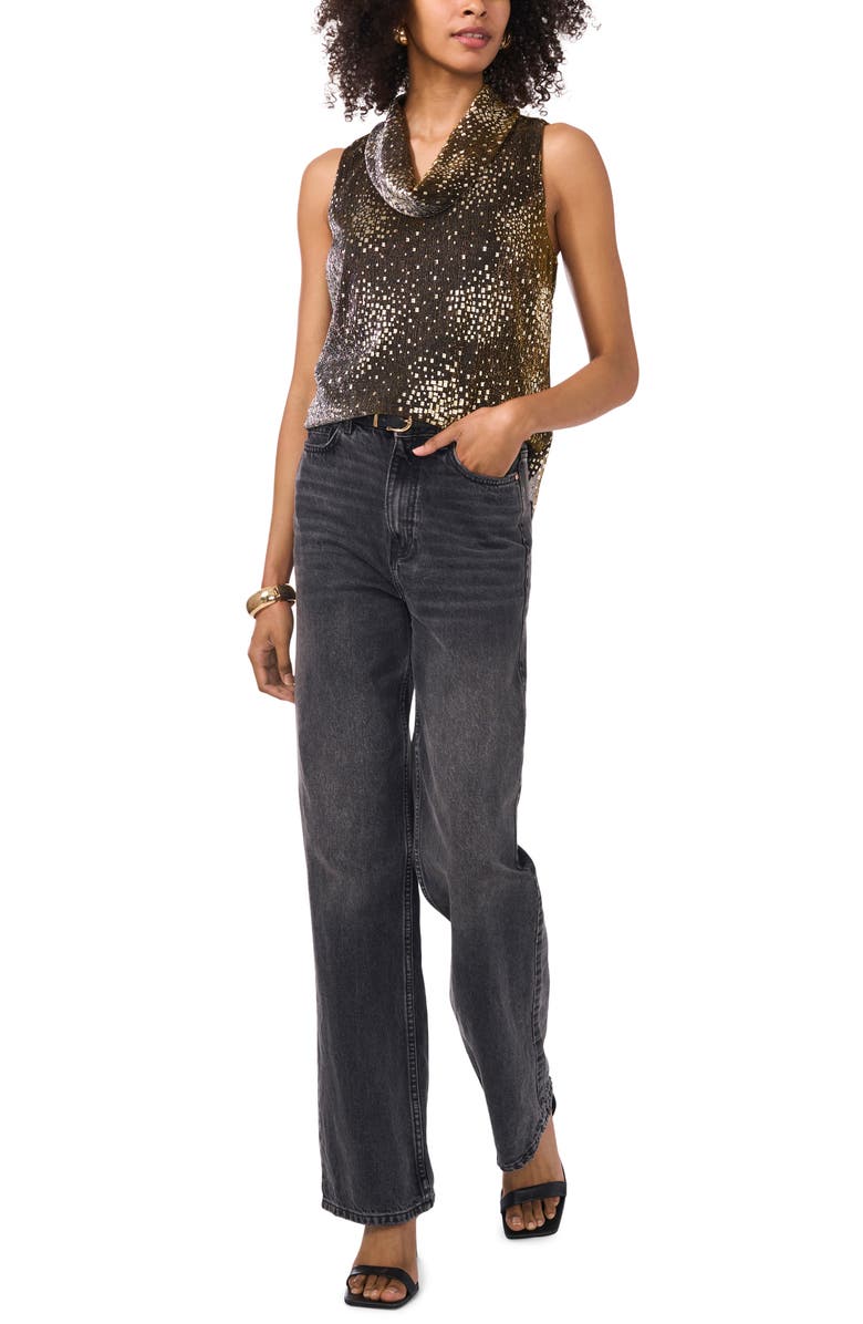 Vince Camuto Foil Print Metallic Knit Top | Nordstromrack