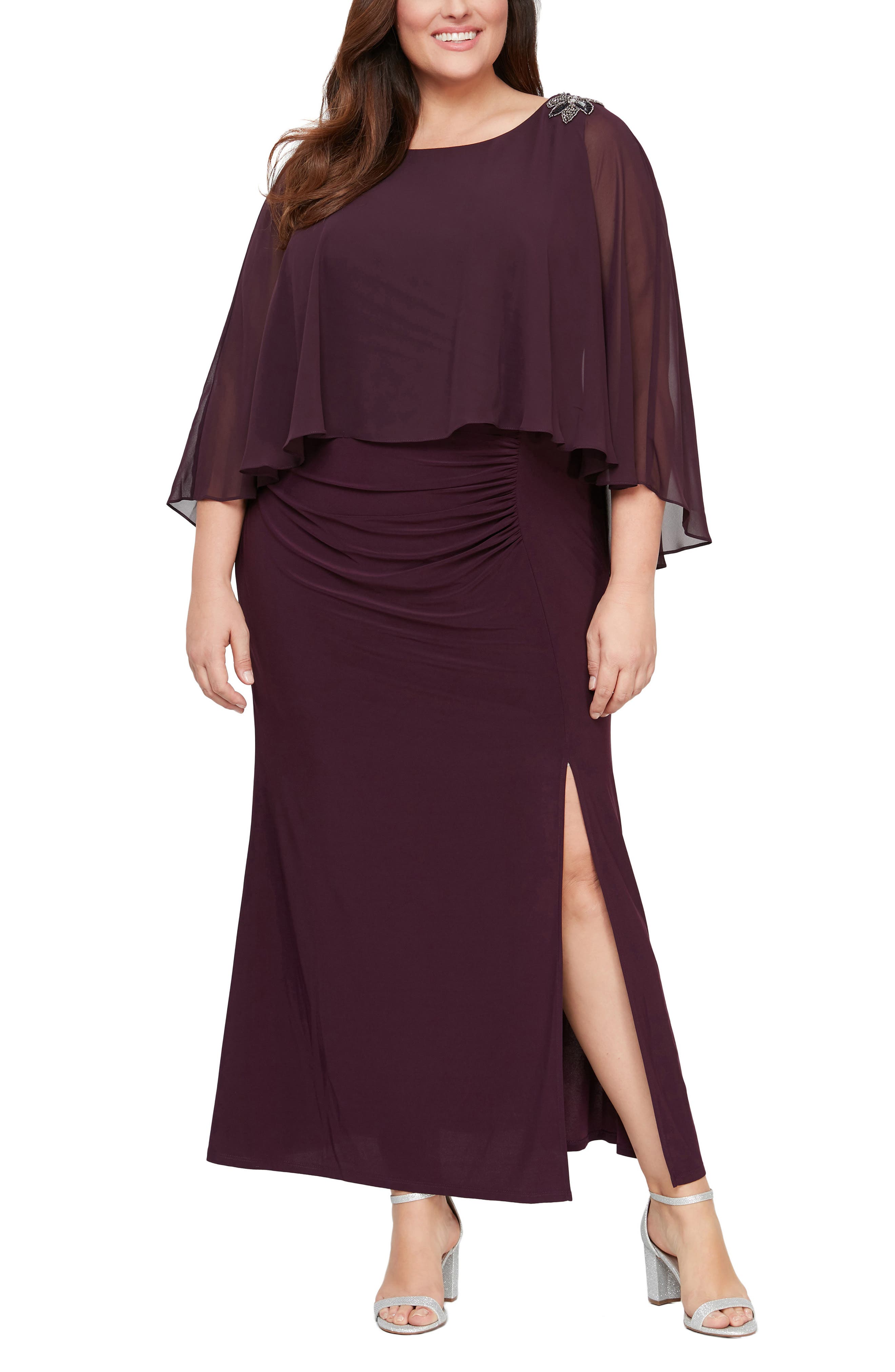 SL FASHIONS High-Low Popover Front Slit Shoulder Embellishment Long ...
