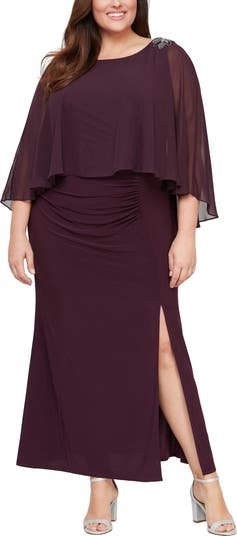 SL FASHIONS High-Low Popover Front Slit Shoulder Embellishment Long ...