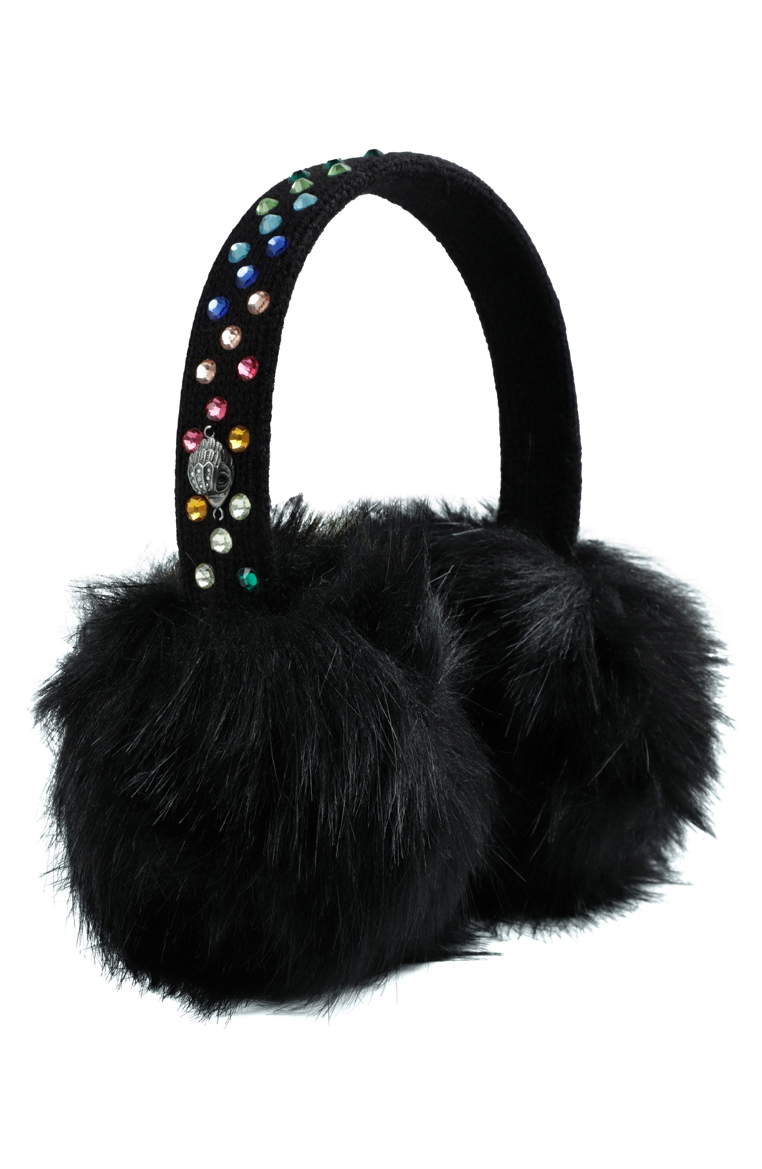 Kurt Geiger London Rhinestone Faux Fur Earmuffs | Nordstromrack