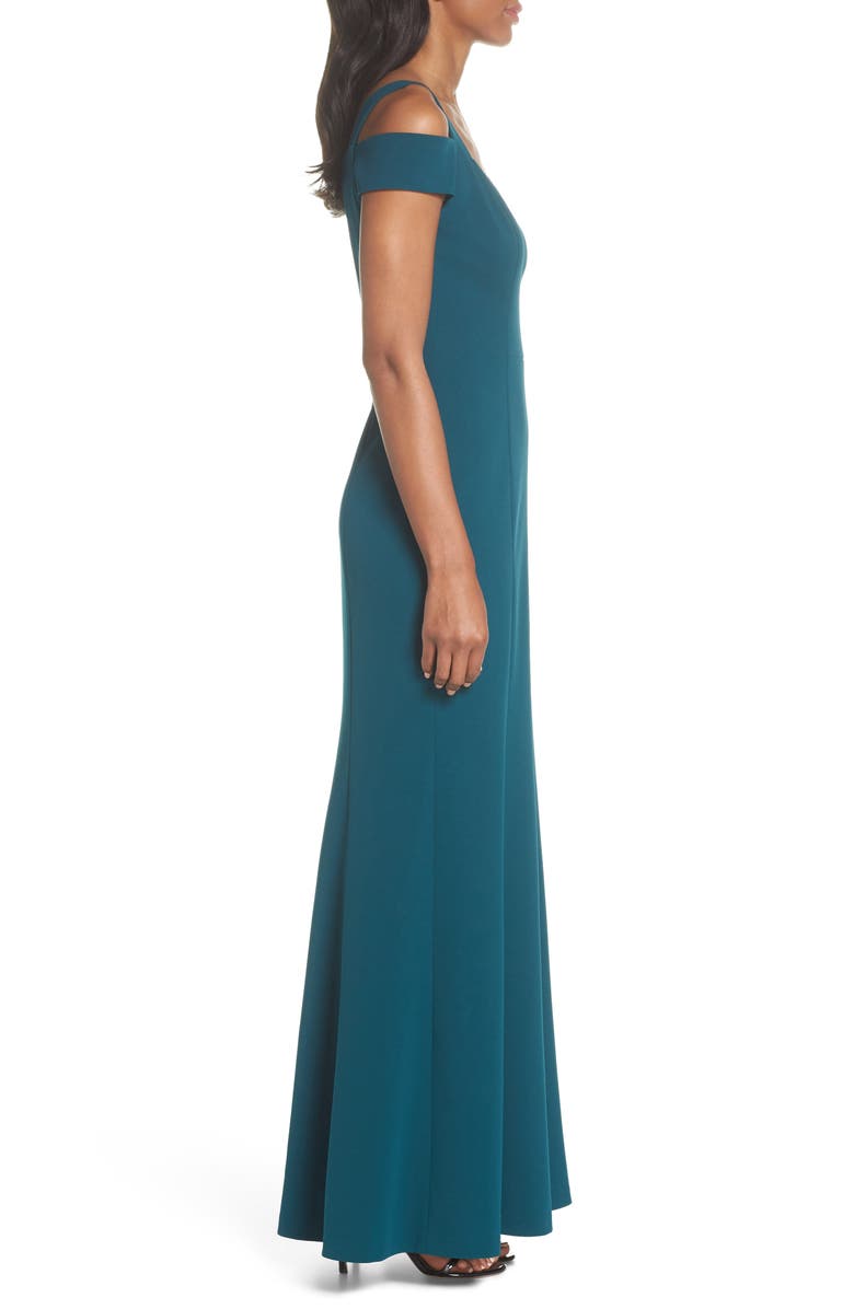 Eliza J Cold Shoulder Scuba Crepe Trumpet Gown | Nordstromrack