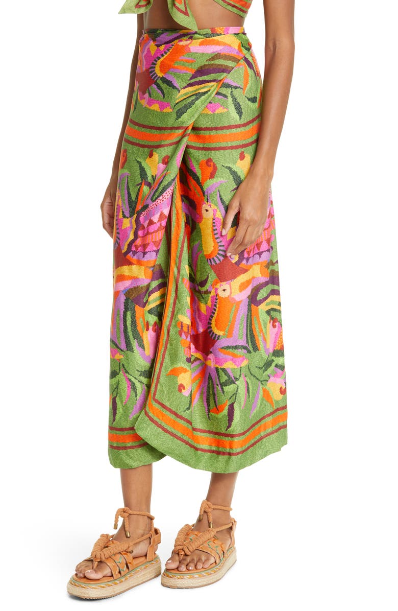 FARM Rio Toucans Scarf Midi Skirt | Nordstromrack