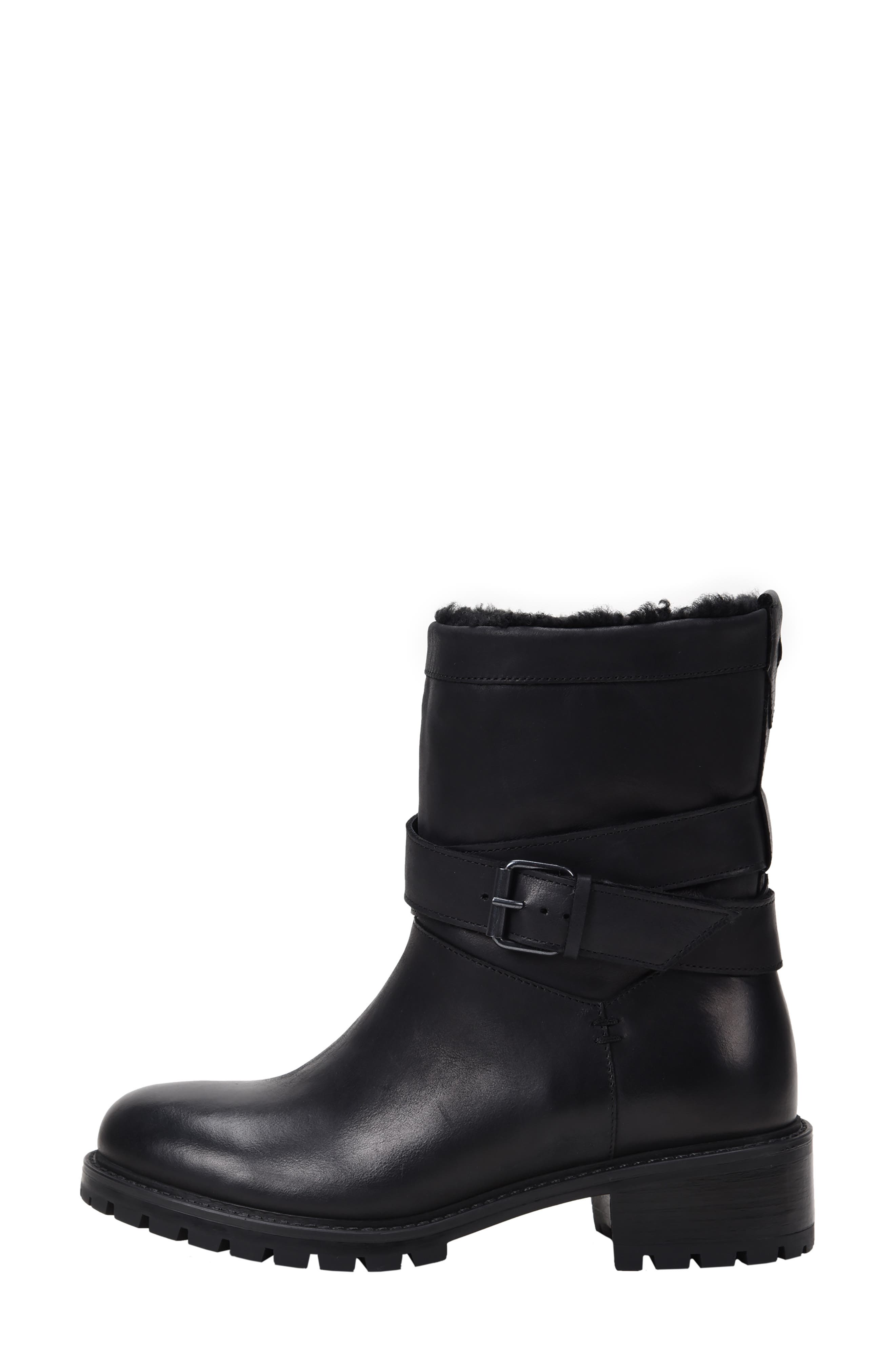 Ross & Snow Genuine Shearling Lined Moto Boot (Women) | Nordstromrack