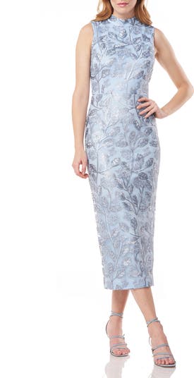 JS Collections Lisa Metallic Floral Pencil Midi Dress | Nordstrom