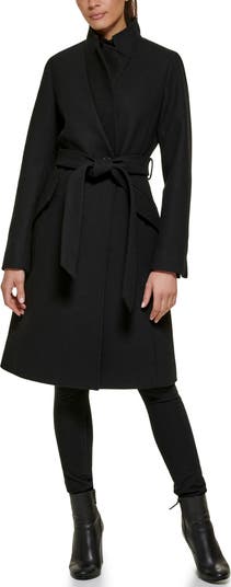 Kenneth Cole New York Inverted Collar Belted Coat | Nordstromrack